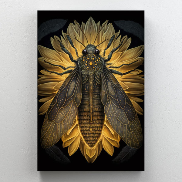 August Grove® Sunflowers and Firefly - Wrapped Canvas Graphic Art | Wayfair